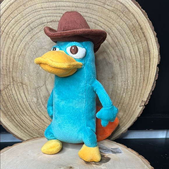 Disney | Toys | Perry The Platypus Plush Toy With Hat Teal And Brown ...